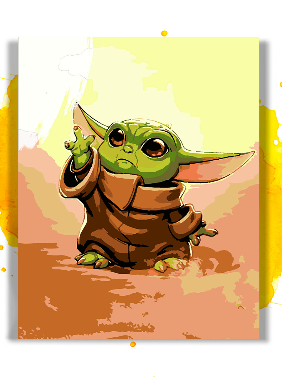 Картина по номерам на холсте Мандалорец - Малыш Йода Арт, 40 х 60 см