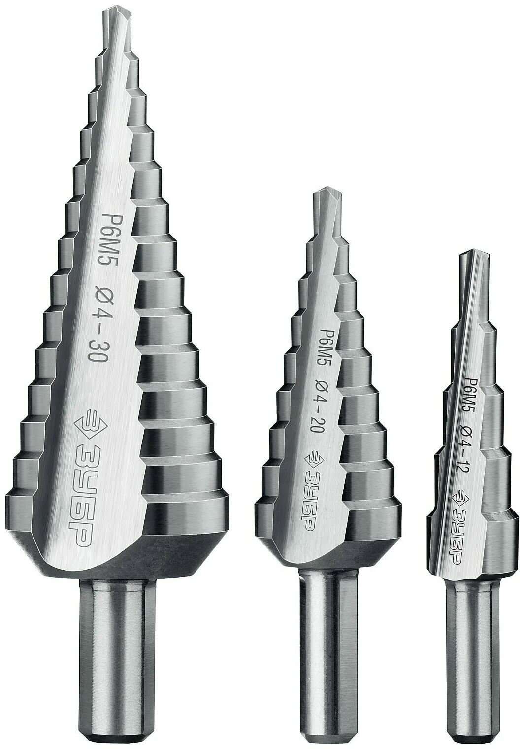 ЗУБР 3 шт, 4-30мм, набор ступенчатых сверл, сталь Р6М5, 29670-4-30-H3, серия Профессионал