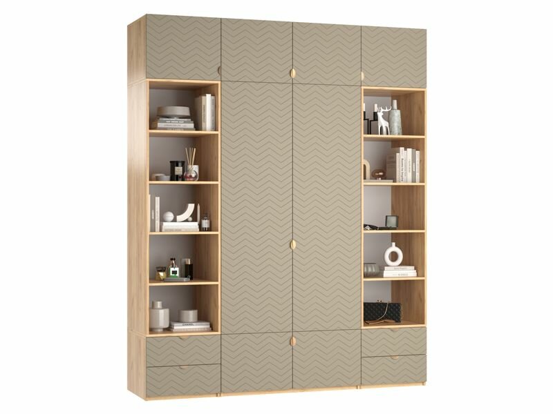 Шкаф распашной для одежды "Гринвич 8" 200х250х55 Дуб крафт золото / Мокко