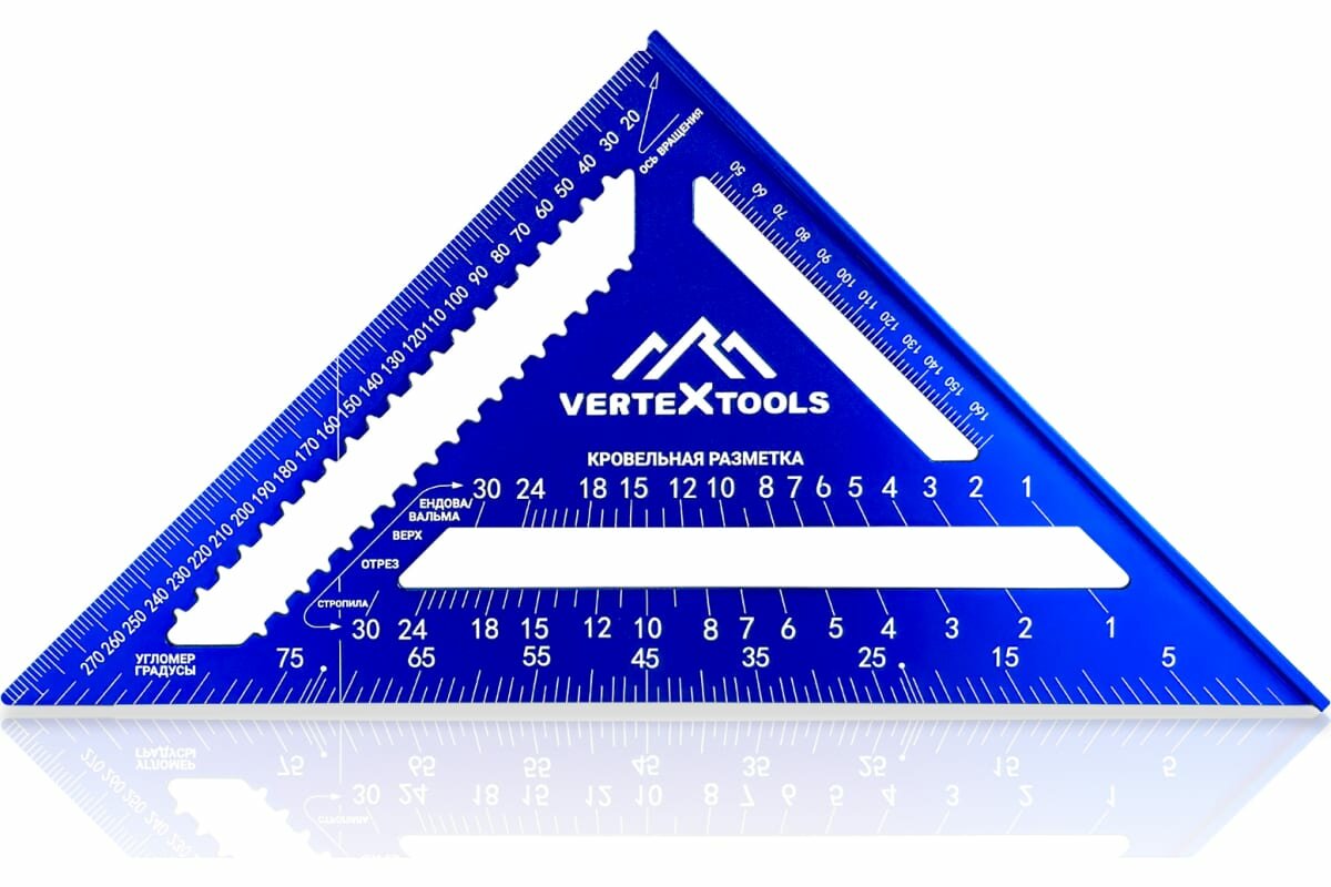 Vertextools Угольник кровельный универсальный profi 5 в 1, al анодированный, лазерная маркировка 300 3046-12