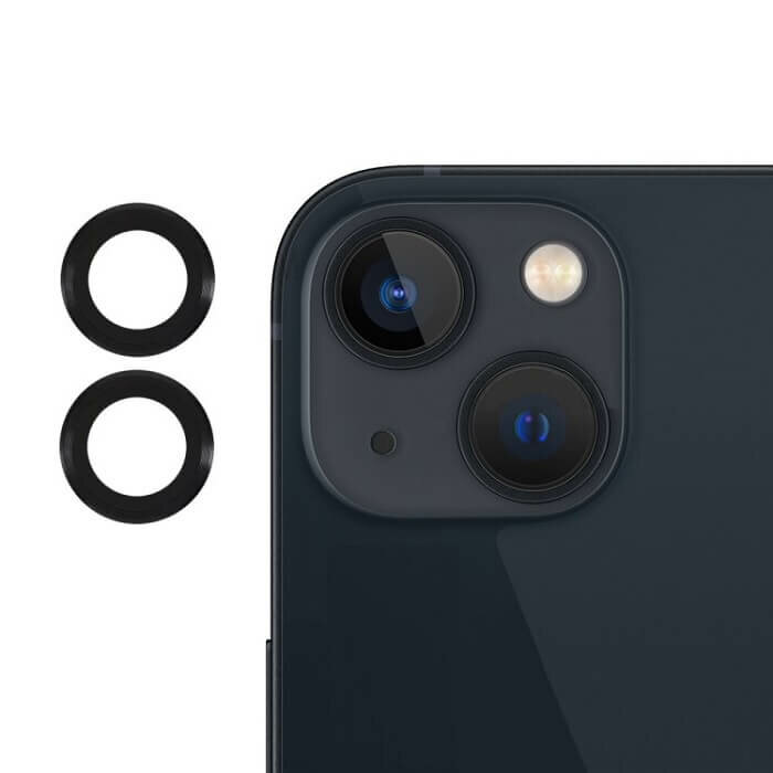 Стекло камеры (линза, объектив) для iPhone 13 Mini (комплект 2шт.) Черный