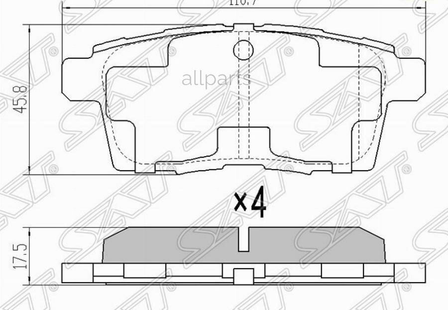 SAT ST-L2Y6-26-48Z Колодки тормозные (Сзади) Mazda CX-7 06-12 / Ford Edge 06-14