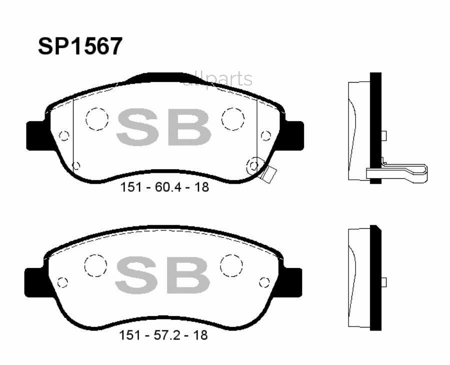 SANGSIN BRAKE SP1567 Колодки тормозные дисковые, передние