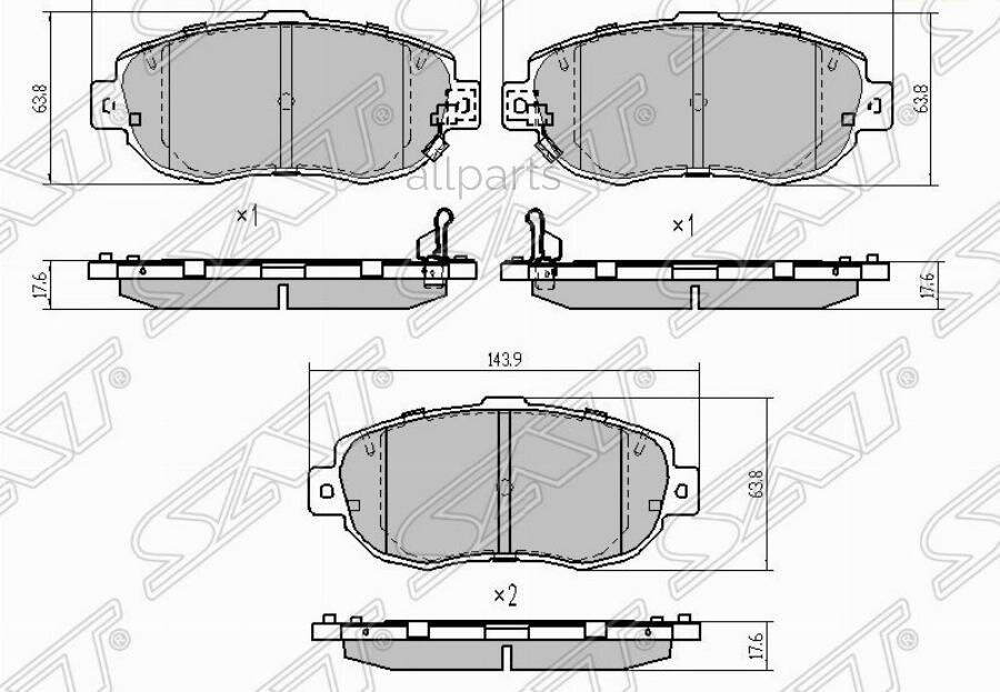 SAT ST-04465-50040 Колодки тормозные (Спереди) Toyota Crown 91-07 / Mark II 92-04