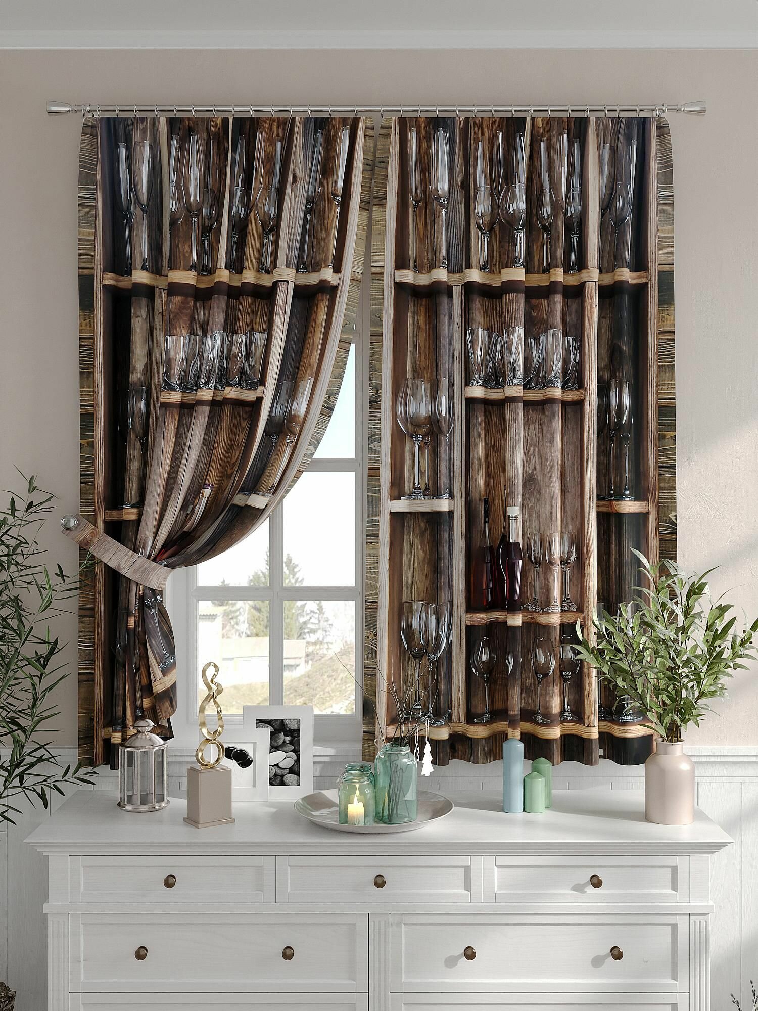 Шторы для кухни Comfy Way 150х160 см 2 шт/ Принток