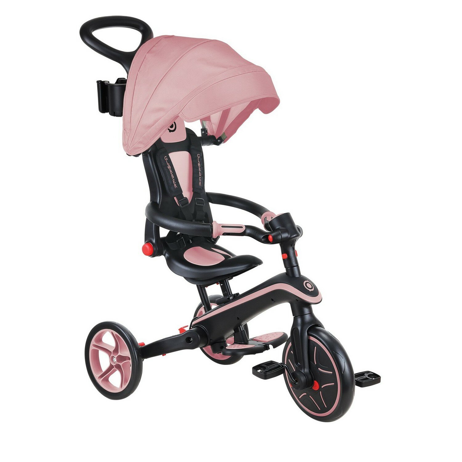Детский велосипед Globber Trike Explorer Foldable 4in1, год 2023, цвет Розовый
