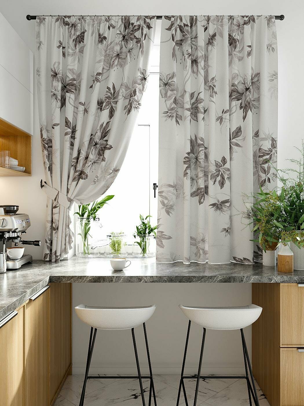 Комплекты штор AT HOME Типонис высота 180 см, ширина 150 см, крепление - шторная лента, Белый