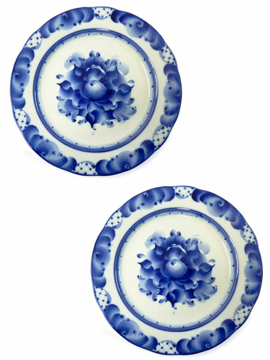 Тарелки суповые "Дубок" (Гжель) 24см, комплект 2 штуки