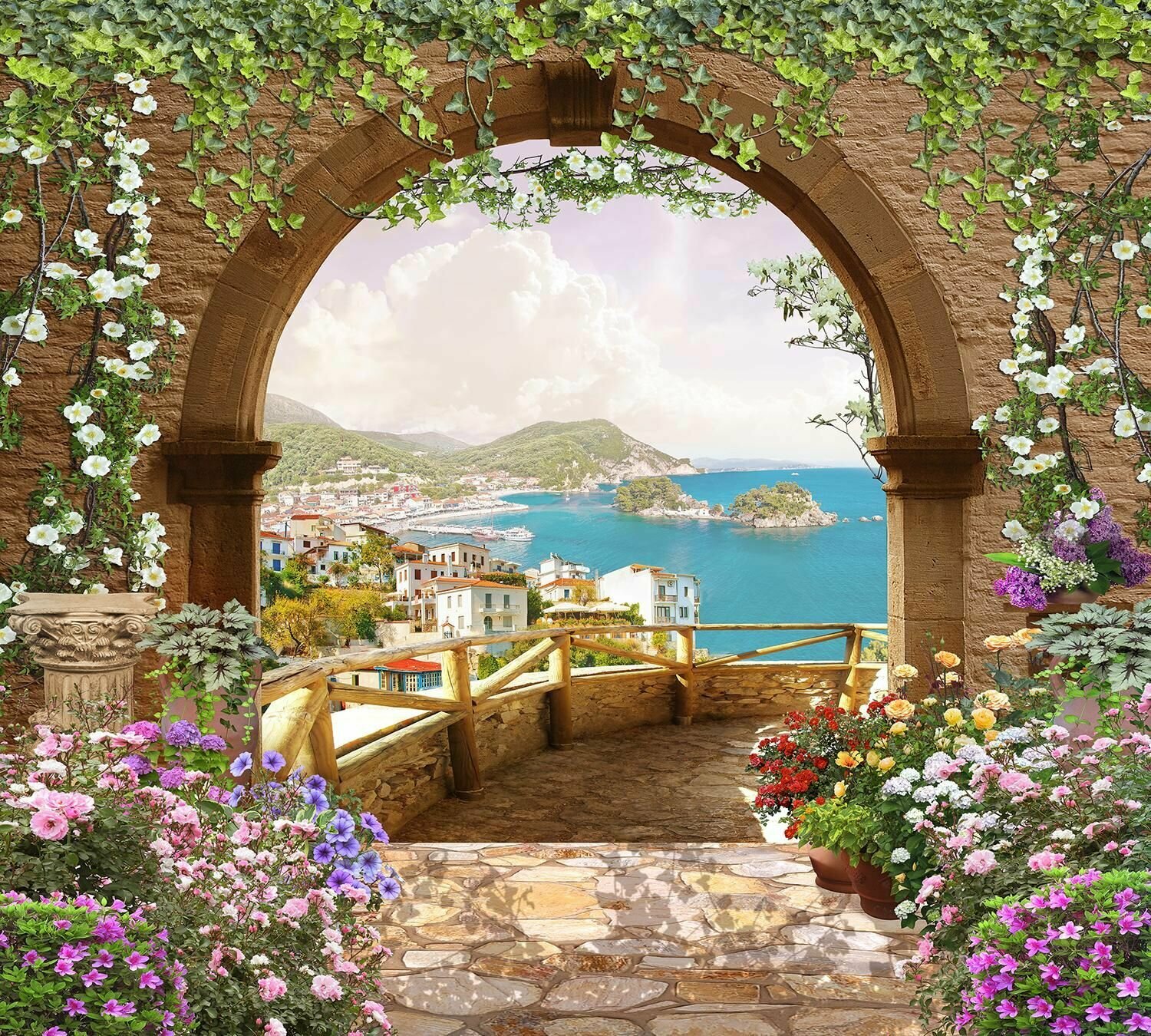 Фотообои/F коллекцияF-255 Выход через арку к морю 300х270-1Divino