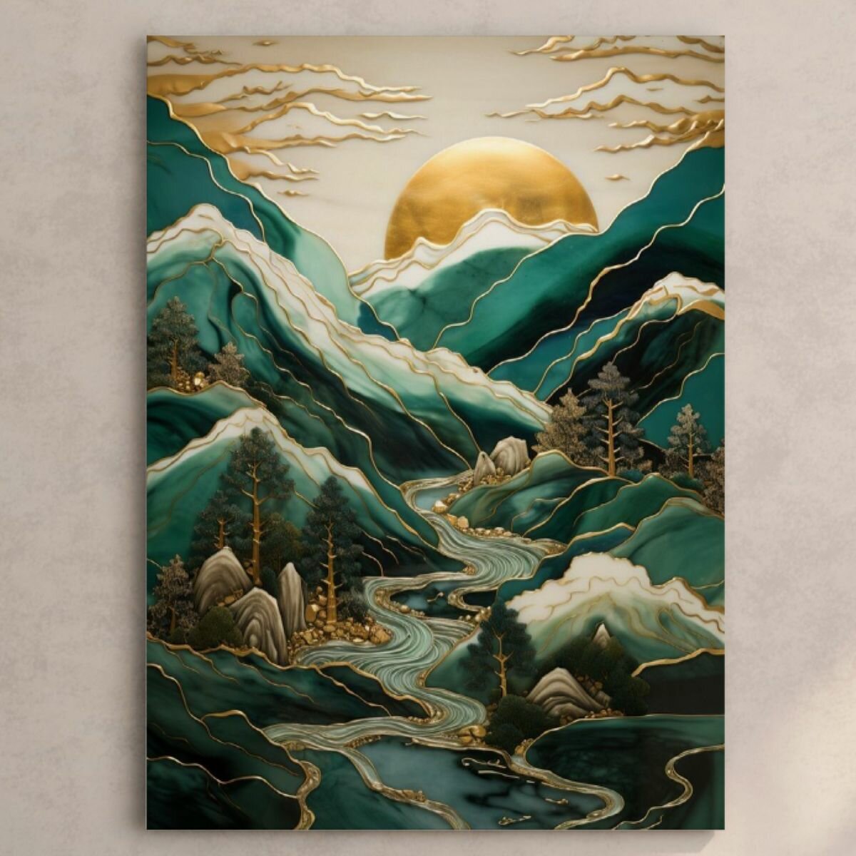 Картина на холсте 45 х 65 см. Малахитовые горы