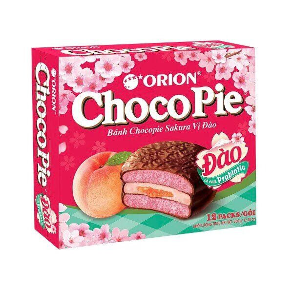 Печенье Orion Choco Pie Peach & Sakura / Орион Чокопай Персик сакура 360гр. (Вьетнам)