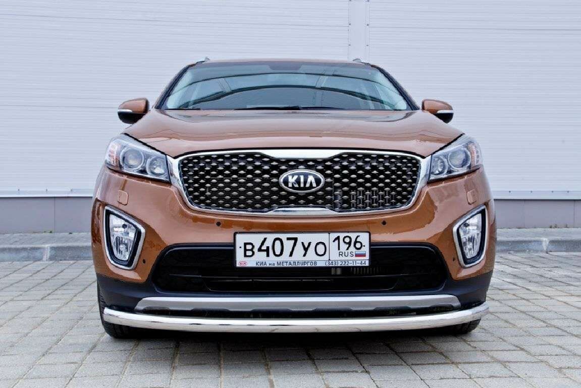 Защита передняя (овал) D 75х42 для KIA Sorento 2015-2018