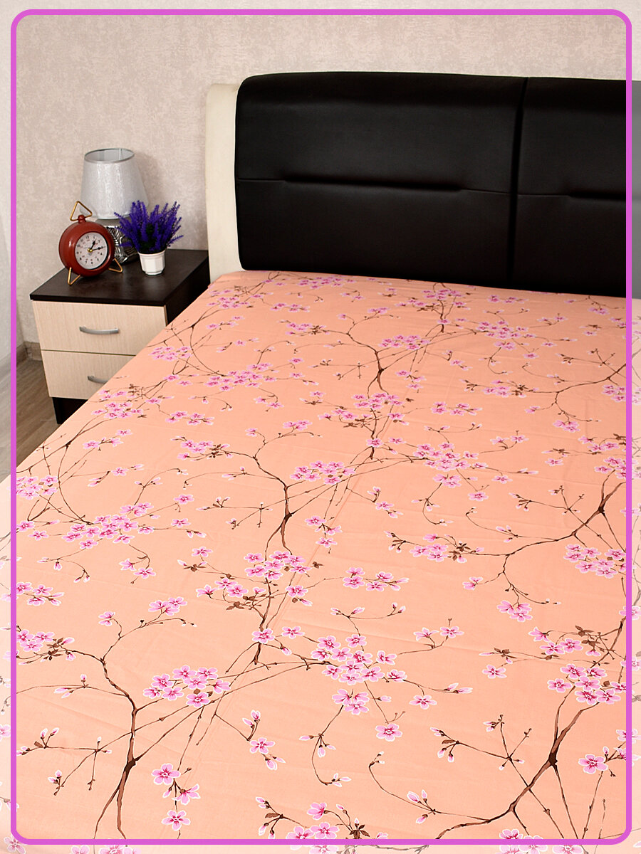 Простыня Шуйская бязь Сакура персиковая 6698-4 180х210
