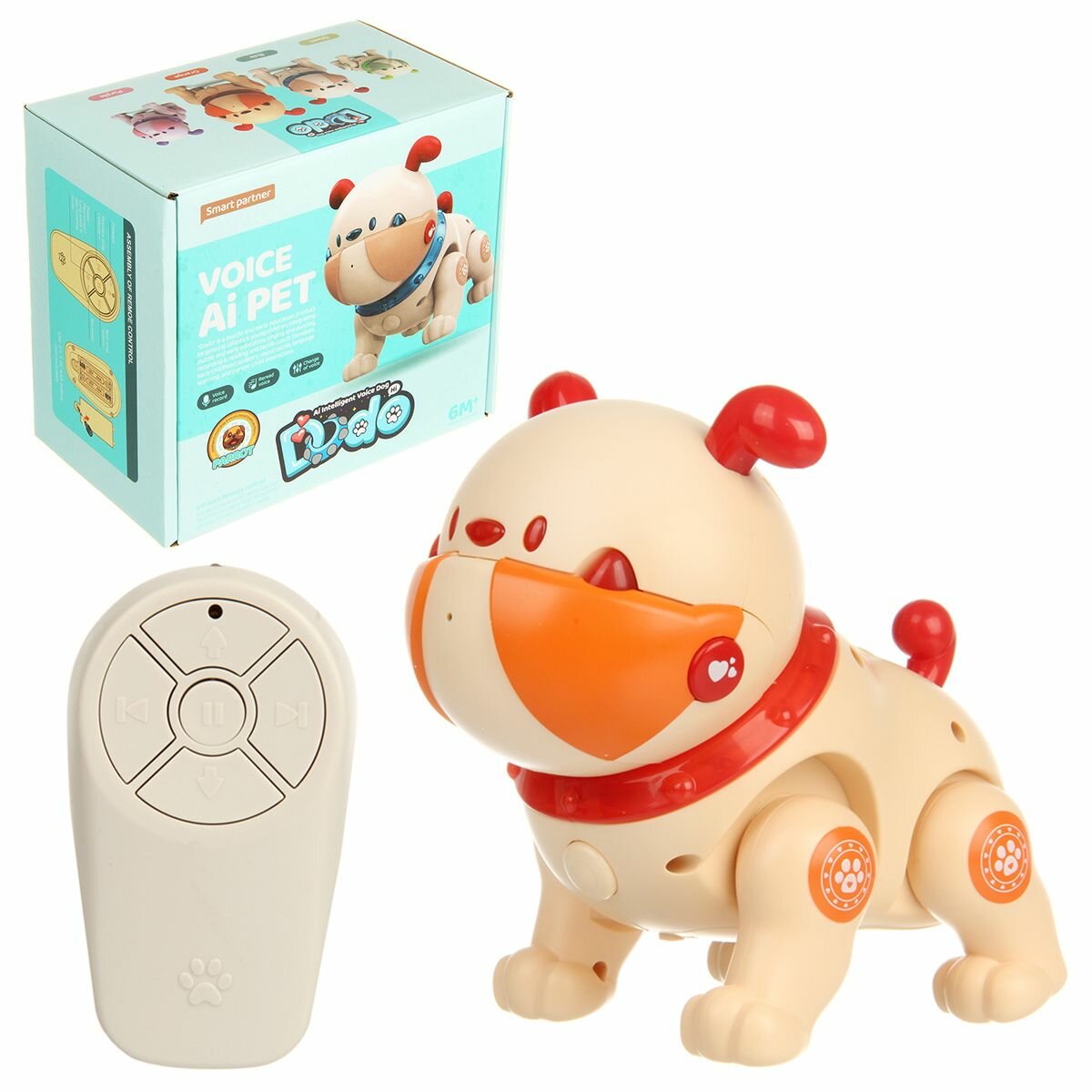 Детская собака "бульдог" на пульте управлении, Veld Co / Интерактивный щенок робот на радиоуправлении со светом и звуком