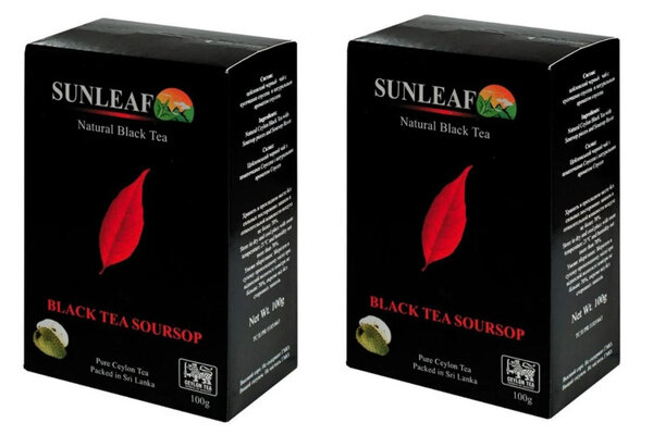 Чай "Sunleaf" черный "Black Tea Soursop" 100 грамм - 2 упаковки.