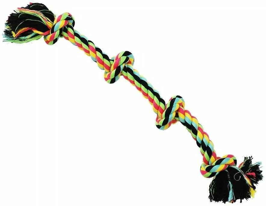 Игрушка N1 веревка цветная с четырьмя узлами для собак ГР002, 37см