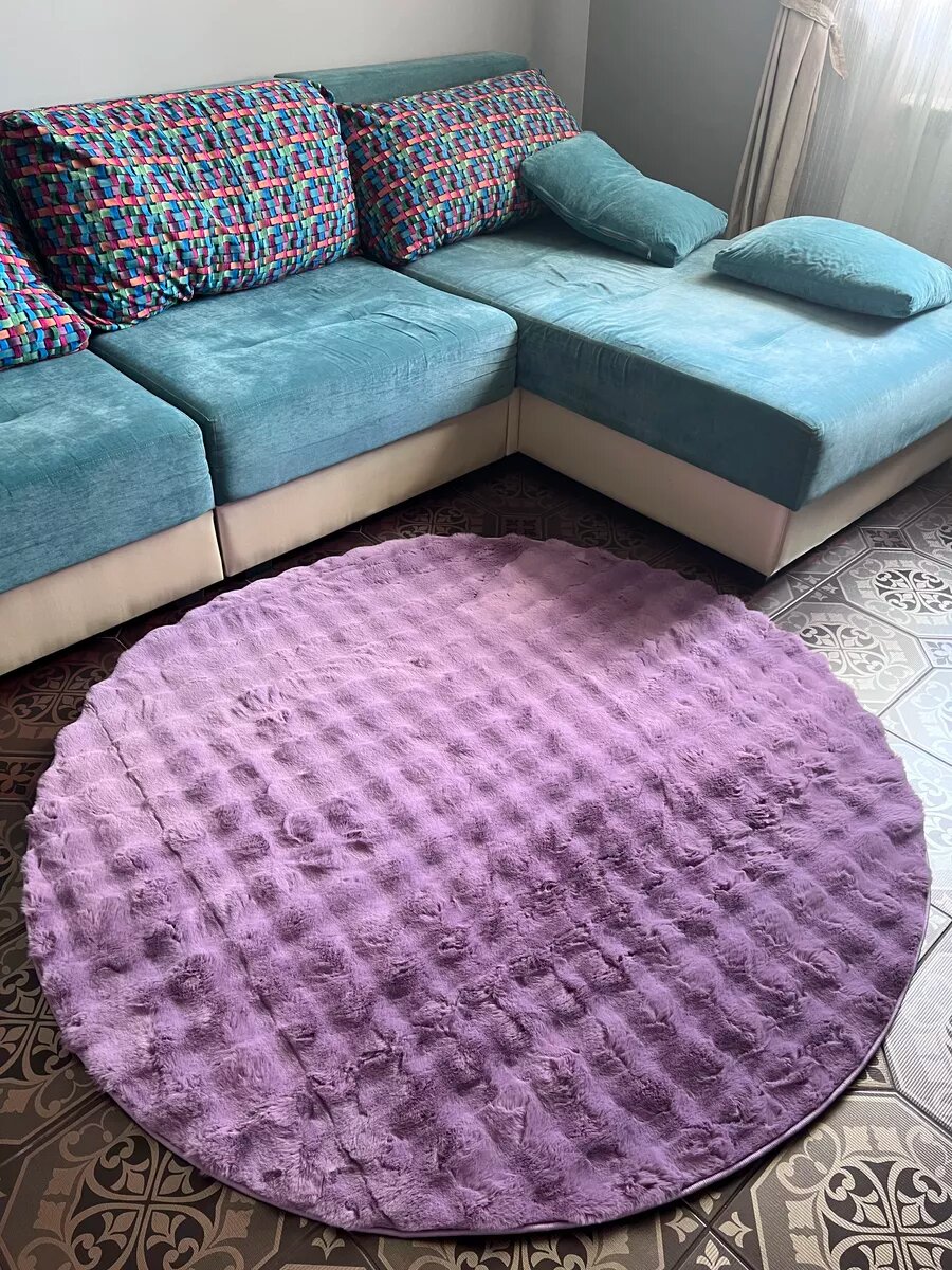 Ковер Natali's Carpets на пол в комнату, круглый, фиолетовый 200х200 см