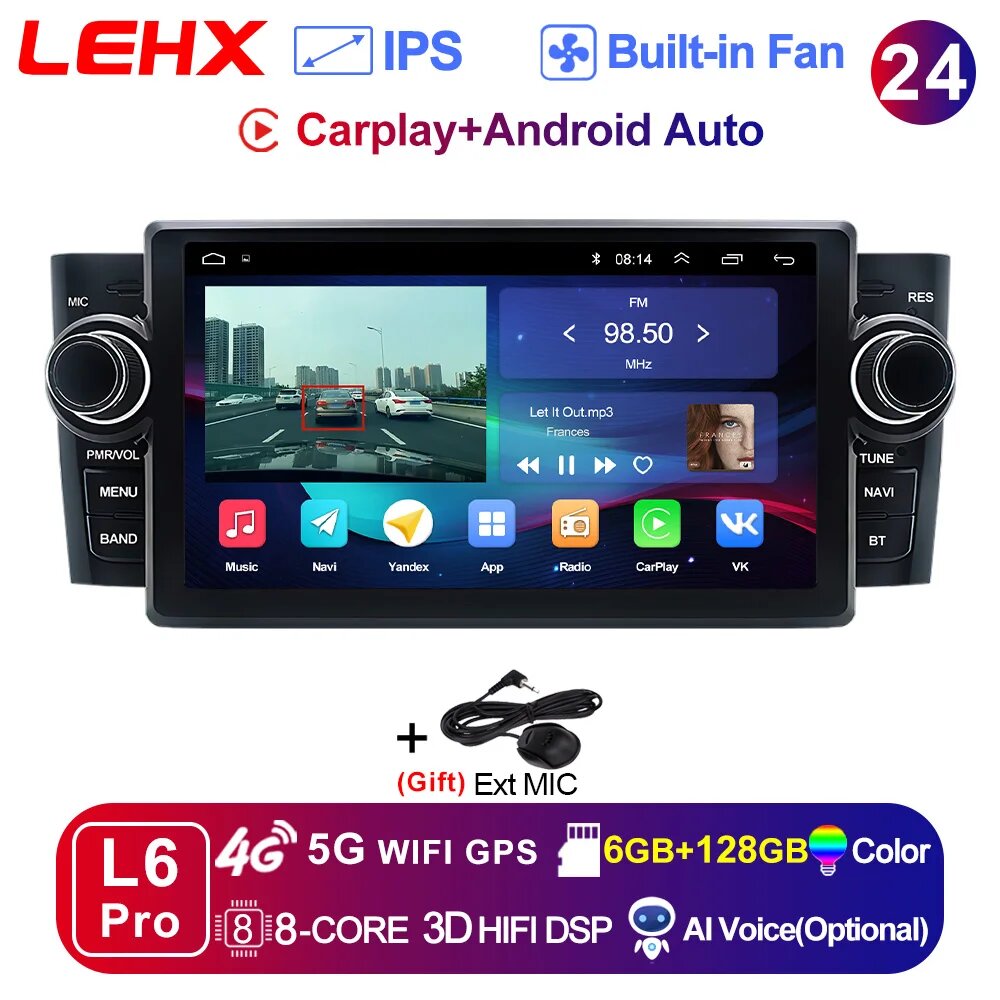 Автомагнитола LEHX L6 Pro 1DIN Android 14, мультимедийная Автомобильная магнитола L6 Pro(6-128GB)-0