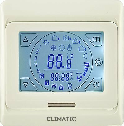 Терморегулятор/термостат с ЖК-дисплеем и сенсорными кнопками CLIMATIQ ST (ivory)