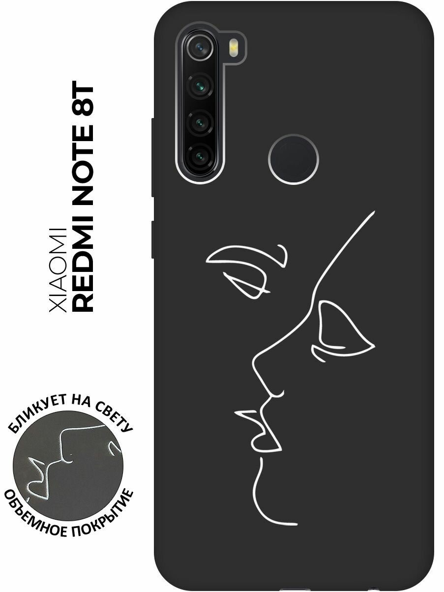Матовый чехол Faces W для Xiaomi Redmi Note 8T / Сяоми Редми Ноут 8Т с 3D эффектом черный