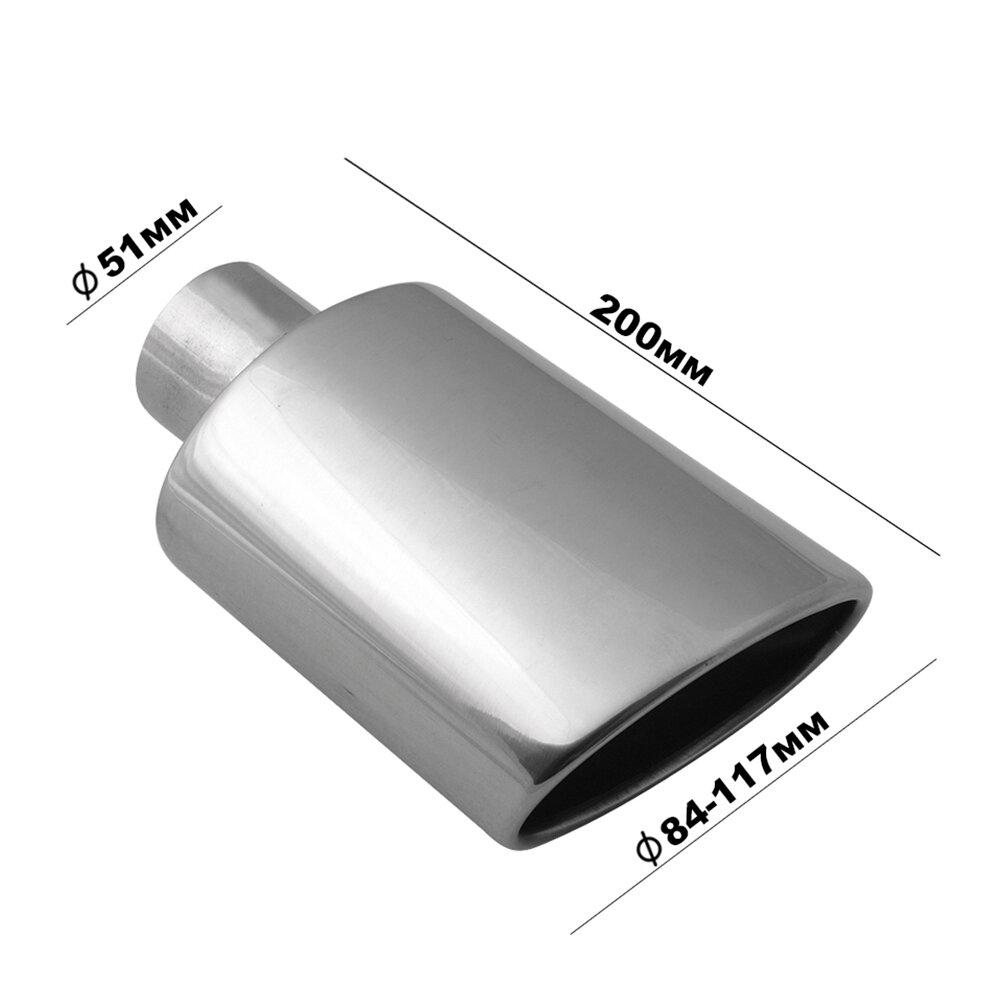 Насадка на глушитель универсальная Dвх 51, Dвых 117x84mm (длин 200мм) из нержавеющей стали RS-129964
