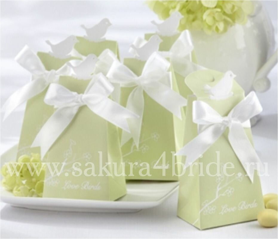 Бонбоньерки Sakura Зеленая птичка - Упаковка, 26 шт