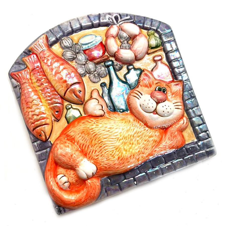Керамическое панно Кот-лежебока Sr-AH-145