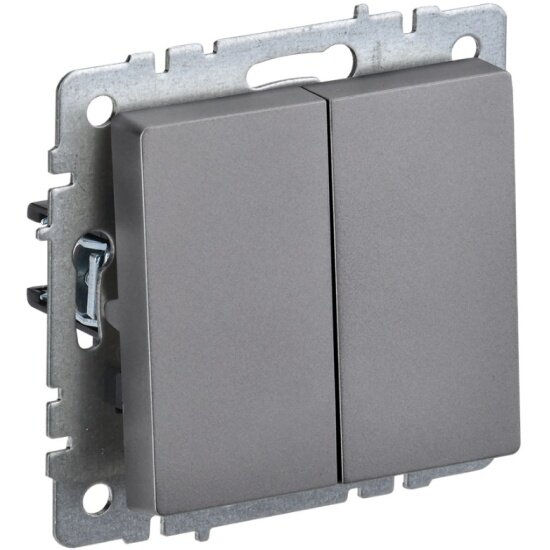 Выключатель проходной Iek 2-кл. СП BRITE ВС10-2-6-БрС 10А сталь, BR-V22-0-10-K46
