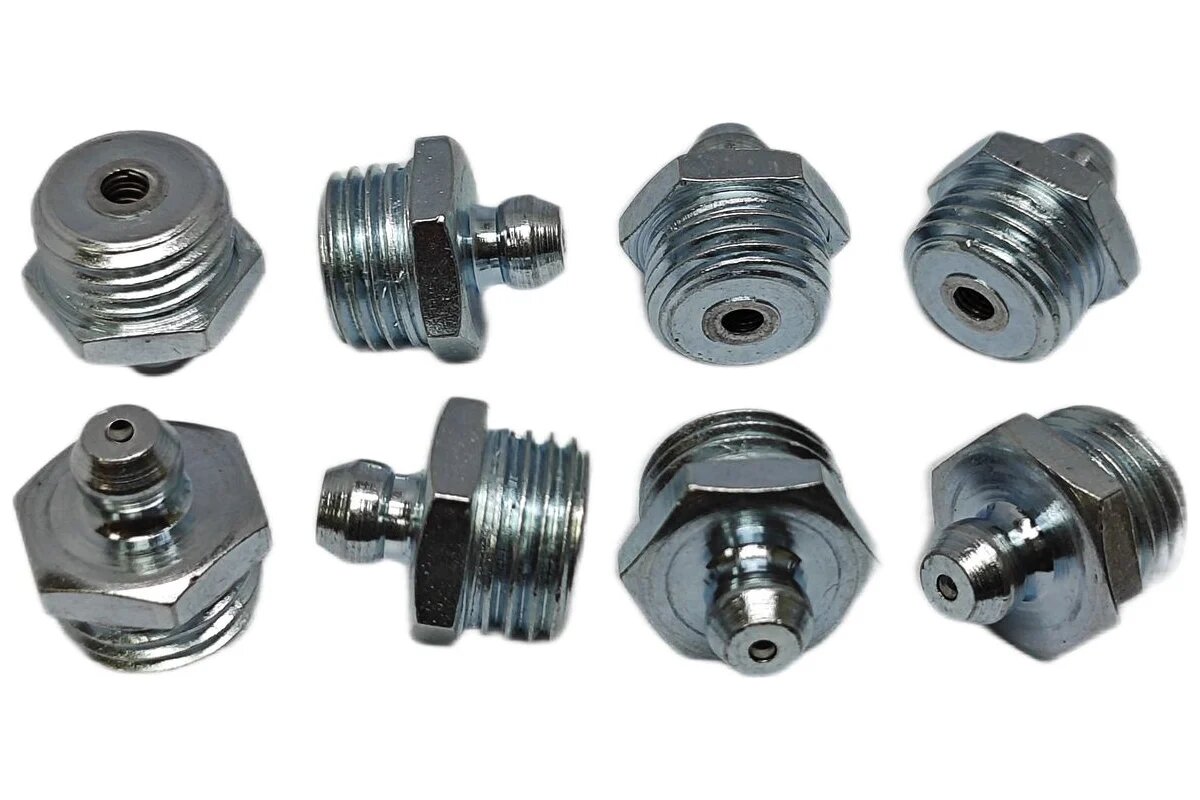 MasloSmenka Пресс-масленка прямая оц. H1 R1/4"BSPT, комплект 10 шт, оцинкованная сталь, Европейский стандарт DIN71412, 010112-10