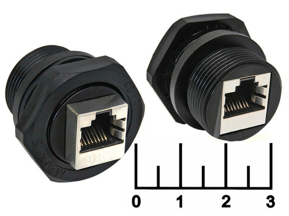 Переходник компьютерный 2 гнезда 8P8C (RJ-45) 6-категории в панель влагозащищенный RJ45M25Z0-6B
