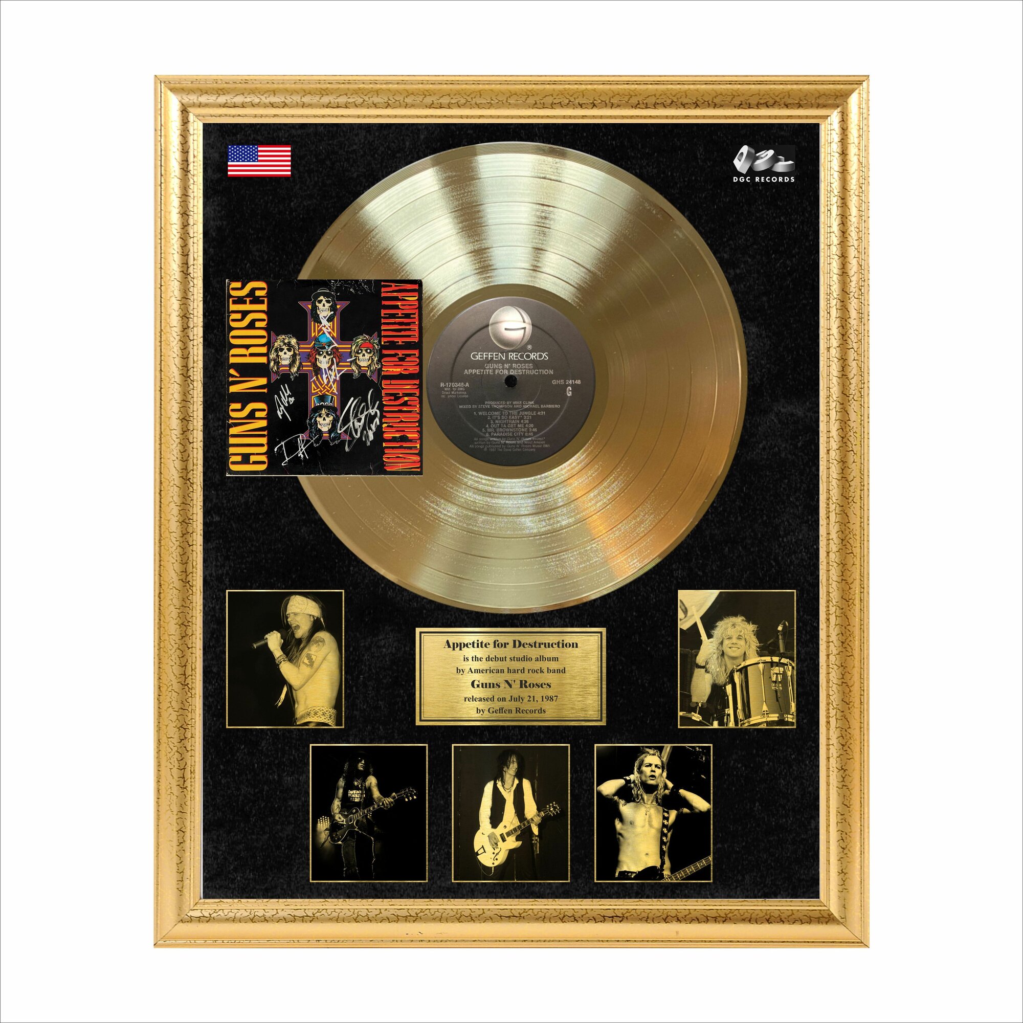 Золотой винил Guns n' roses Appetit for destruction картина 45х55см