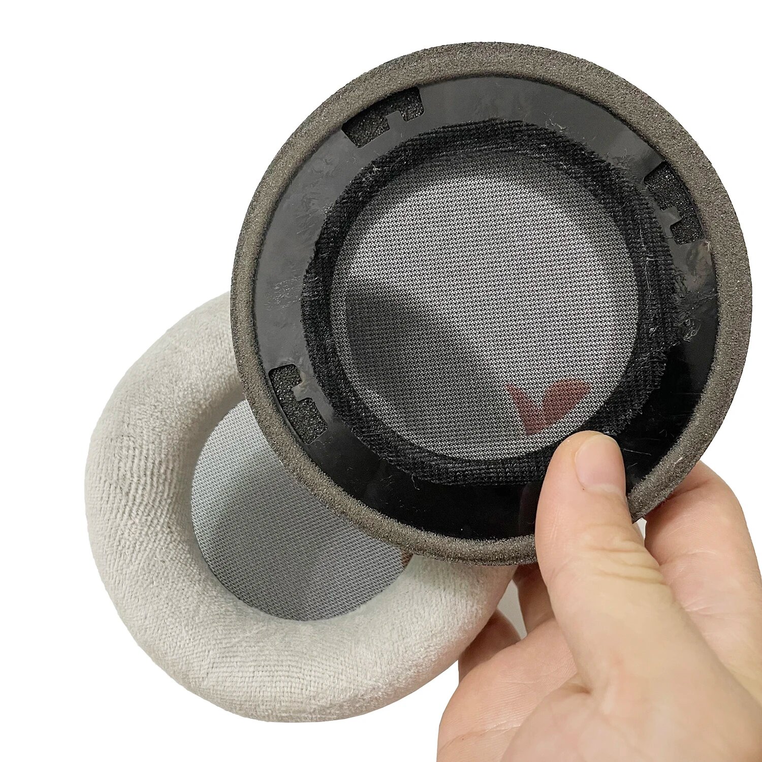 Серые велюровые амбушюры для наушников AKG K701/K702