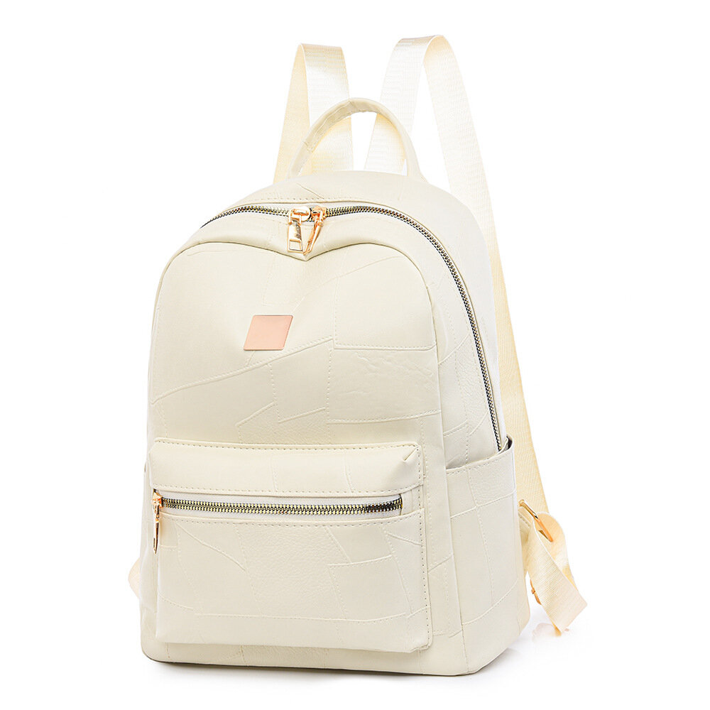 Рюкзак zhen li, искусственная кожа, бежевый, трехмерный мешок, застежка-молния
