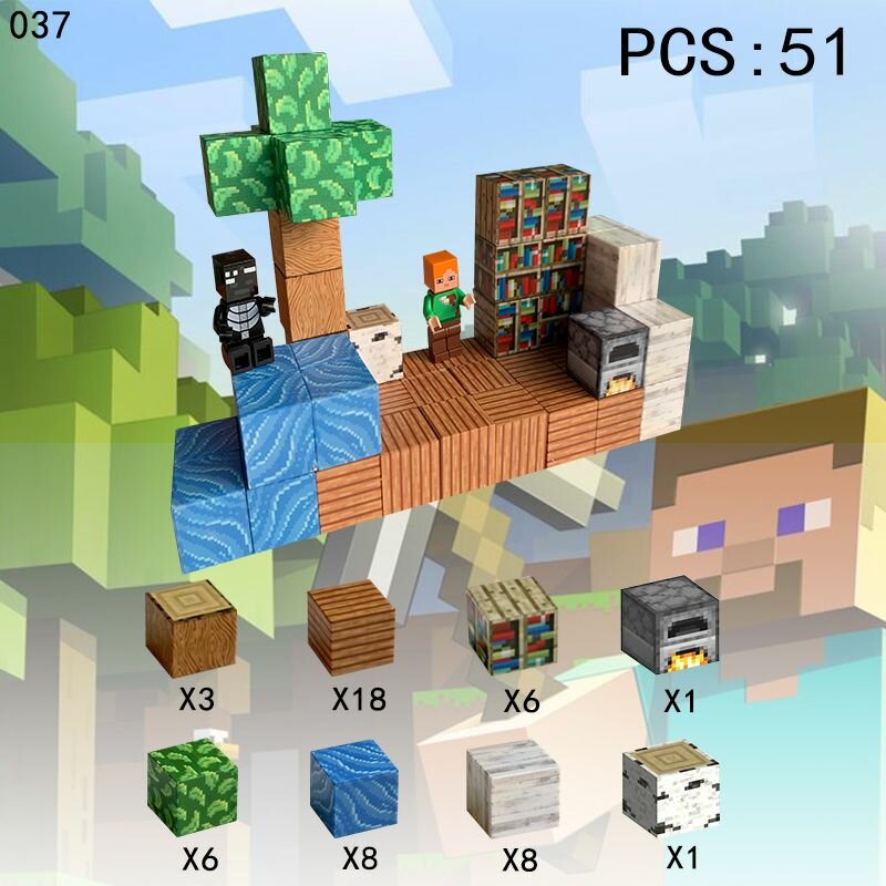 Магнитный Конструктор Майнкрафт набор детали фигурок Игрушка Minecraft My World , Комплект из магнитных блоков-coco-coco