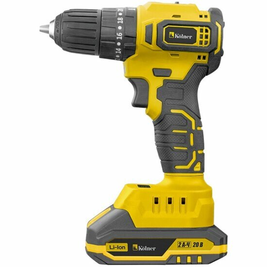 Kolner Дрель-шуруповерт ударная аккум. 20В, BL, 45Нм, KCD 20/2BLC, патрон БЗП 10 мм, 0-450/0-1700 об/мин (2х2.0 Ач, зу, набор инстр, кейс)