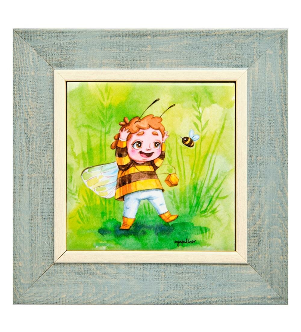 Панно керамическое Полосатый озорник 10х10 A2152191 Sunpreeze, Керамика, пластиковая рамка