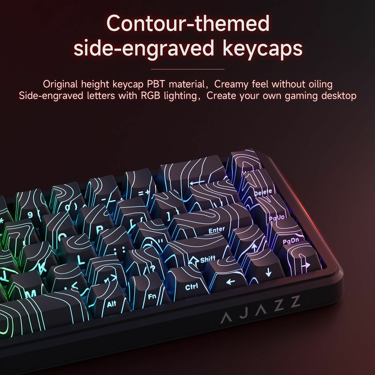 Ajazz Игровая клавиатура проводная AK680 MAX, Английская раскладка, салатовый, коралловый