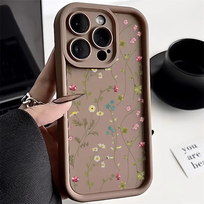 Чехол для iPhone 17 Pro Brown DG59, цветочный принт