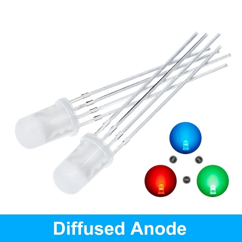 RGB светодиоды GREATZT F5, Diffused Anode, набор 10 шт