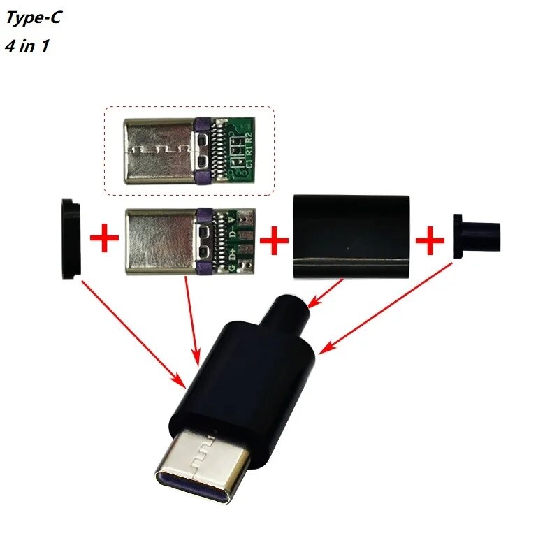 Комплект разъемов USB 2.0 Type C 4 в 1