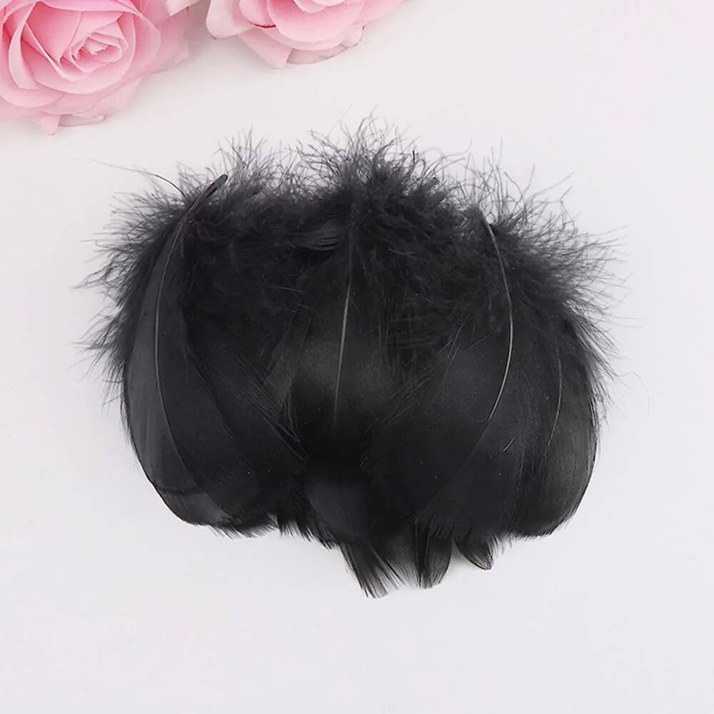 Окрашенные гусиные перья QIMONTON 50/100/150 шт Черный, 100pcs, G6 black