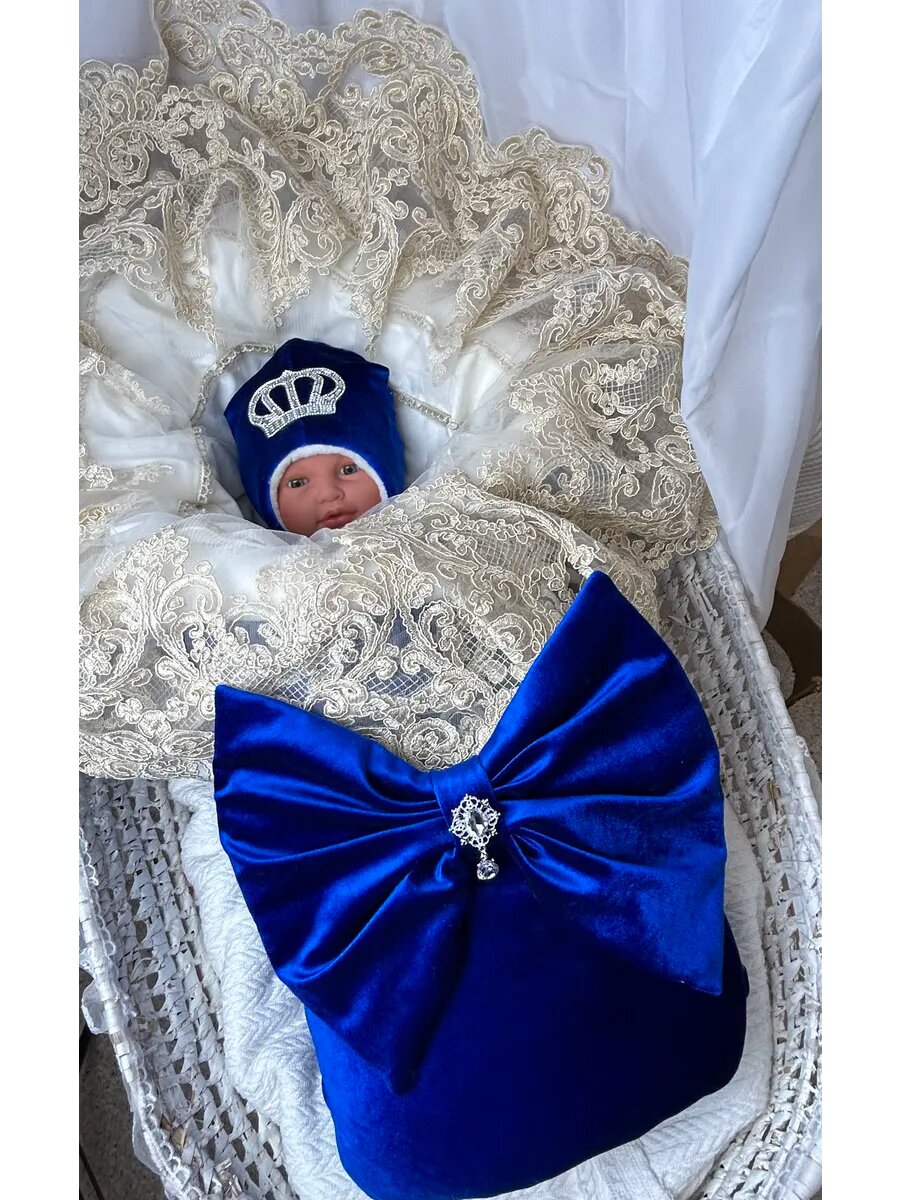 Конверт на выписку бархатный для новорожденного зима