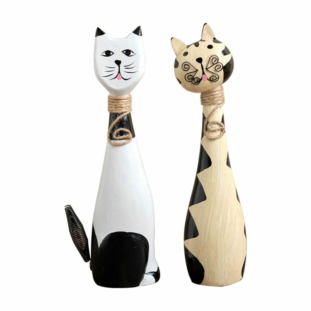 Набор скульптур животных из дерева для декора стола или подарка, нарисованный от руки сидящий с