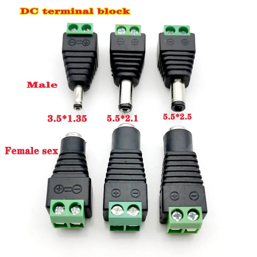 Разъемы DC JCD 5.5x2.1мм, 5.5x2.5мм, 3.5x1.35мм для светодиодной ленты