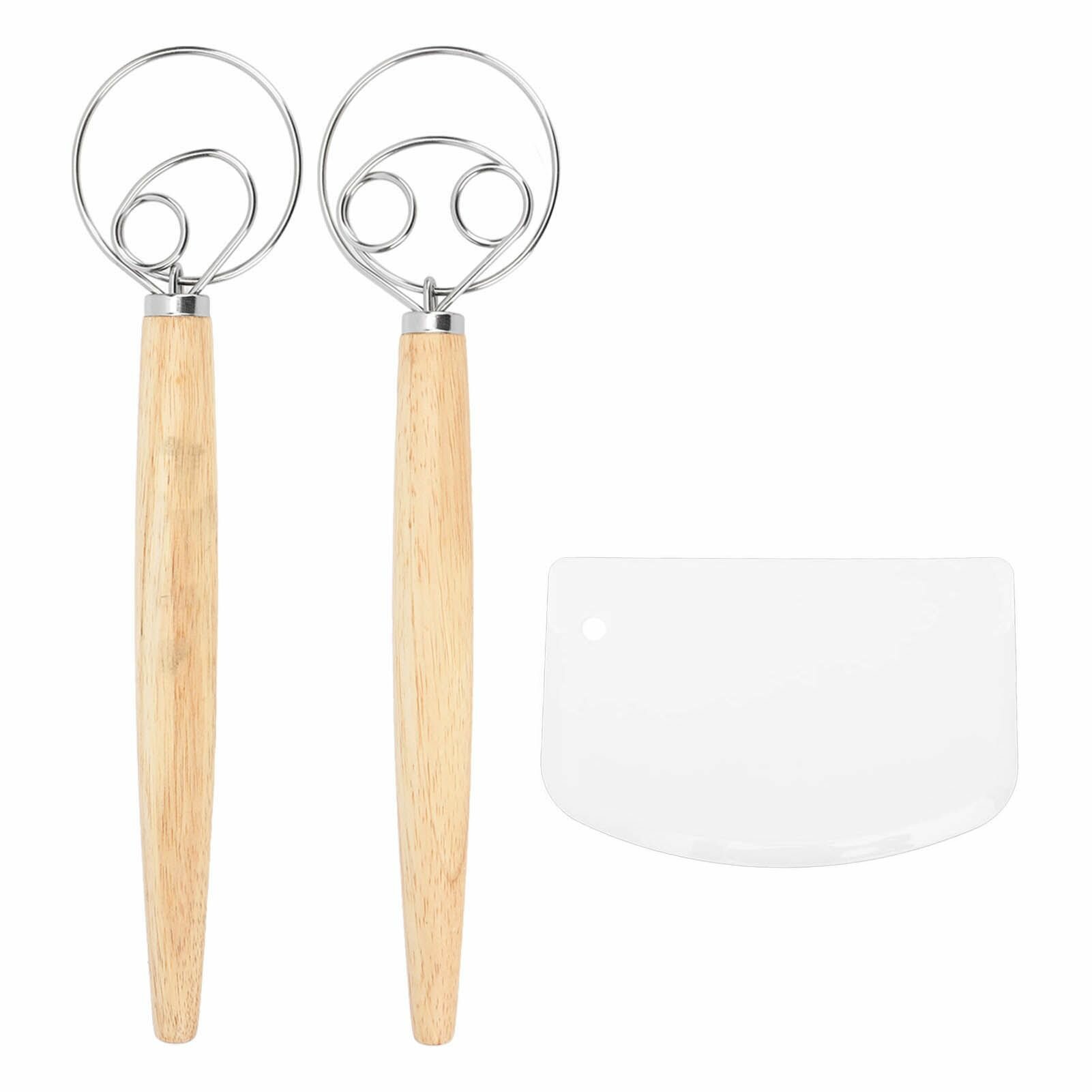 Датский венчик для теста из нержавеющей стали с деревянной ручкой, прочный, антикоррозийный