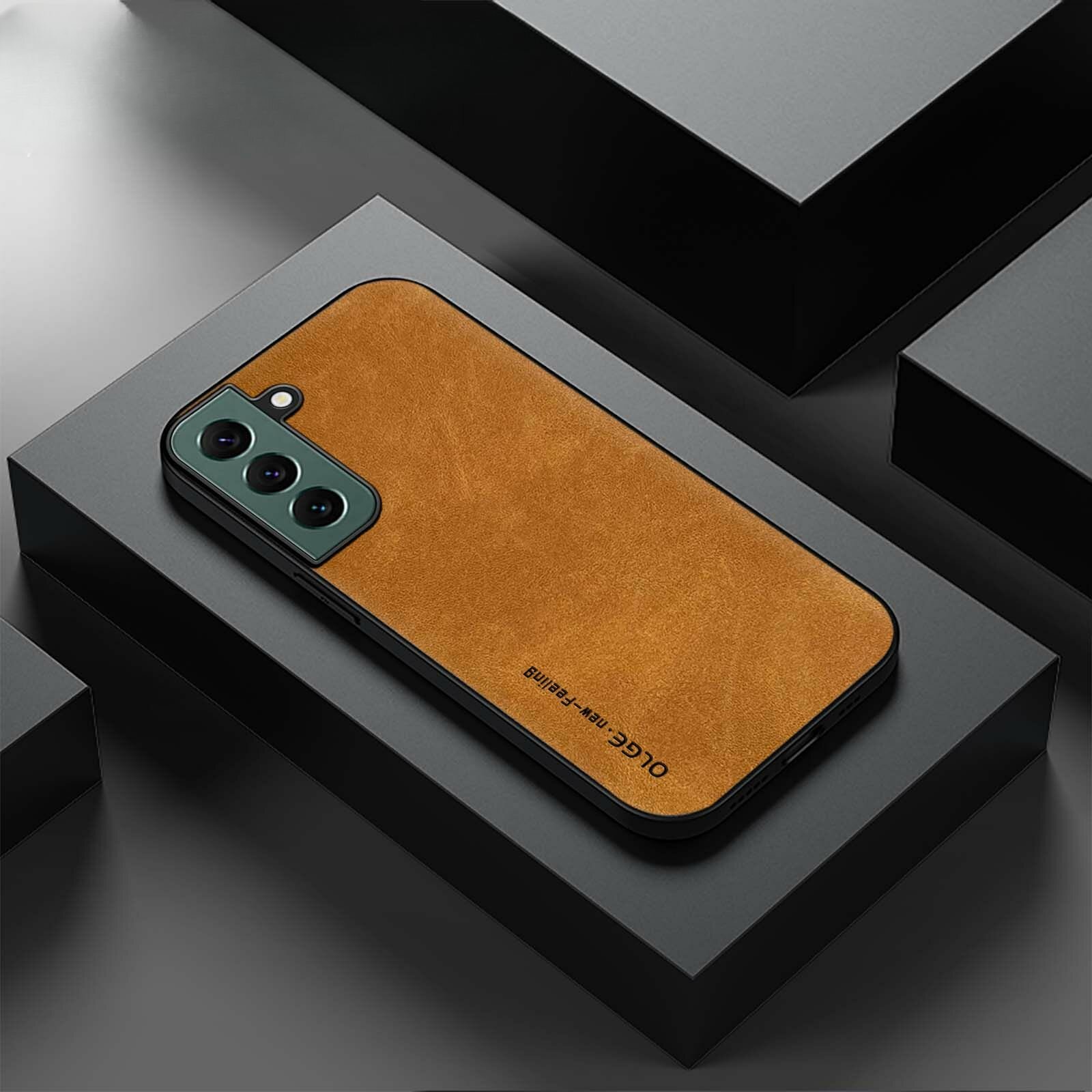 Роскошный кожаный чехол для смартфона Samsung Galaxy S22 (на Самсунг Галакси С22) защитный чехол