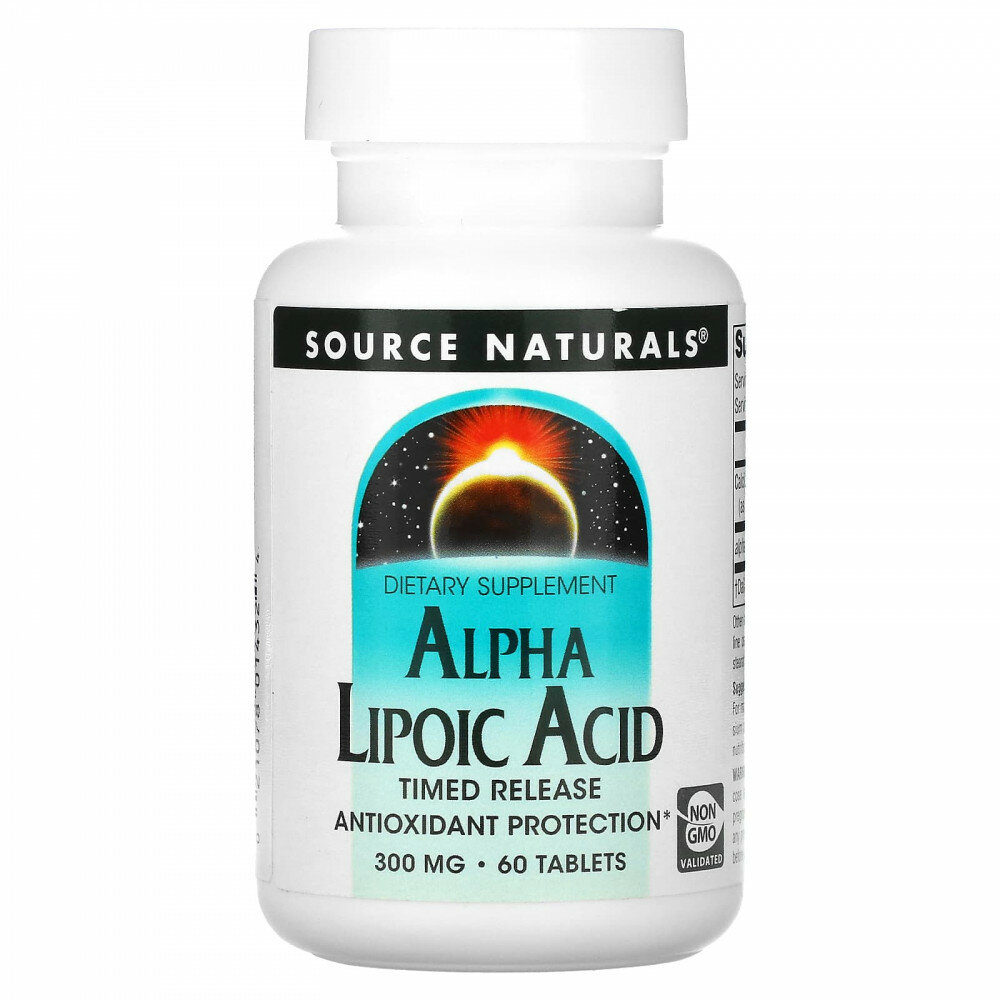 Source Naturals, альфа-липоевая кислота, замедленное высвобождение, 60 таблеток