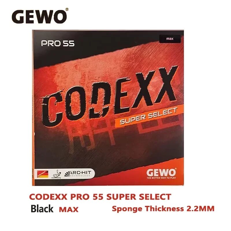 GEWO CODEXX PRO 55 Super Select Black MAX, Sponge Thickness 2.2mm