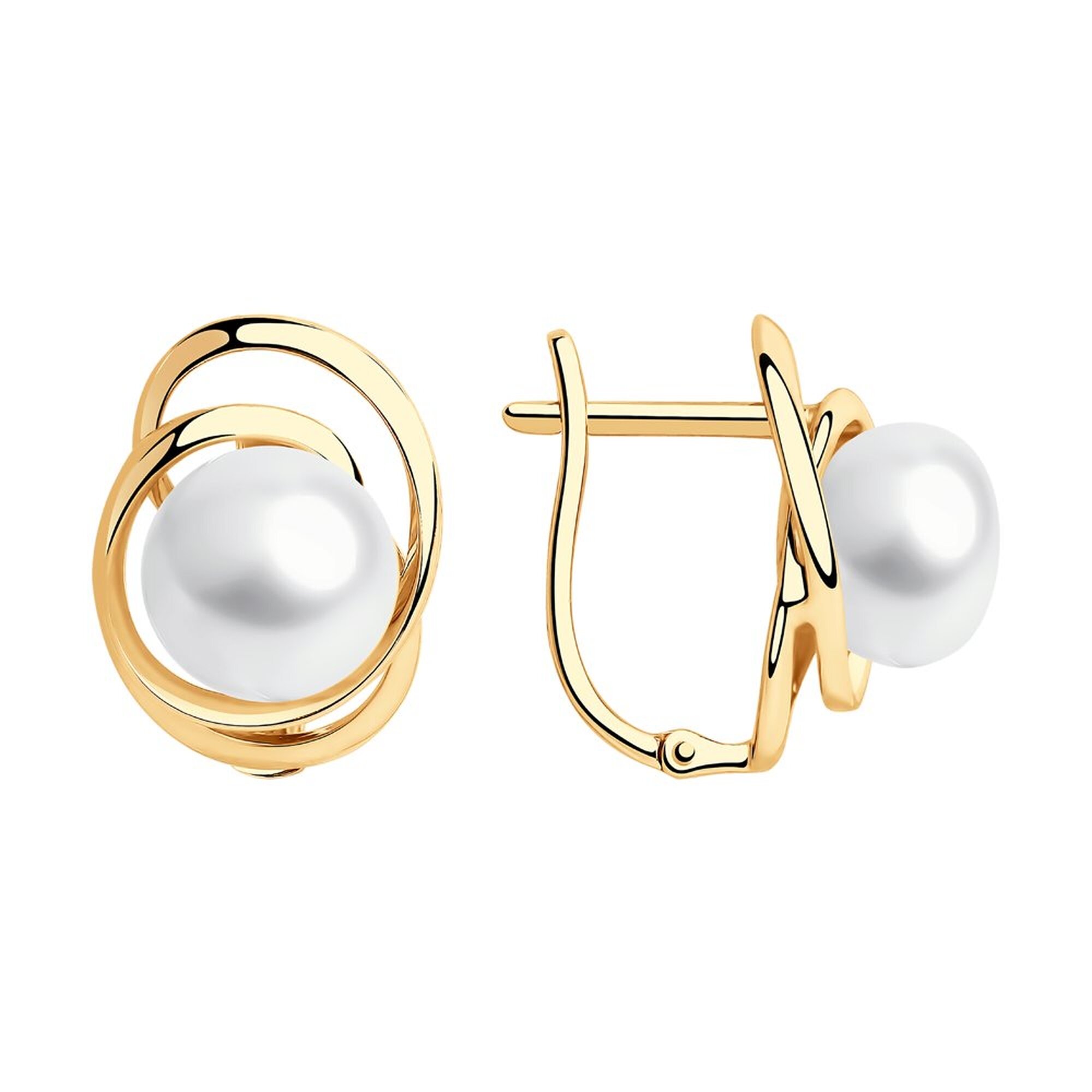 Серьги, красное золото, 585 проба, жемчуг