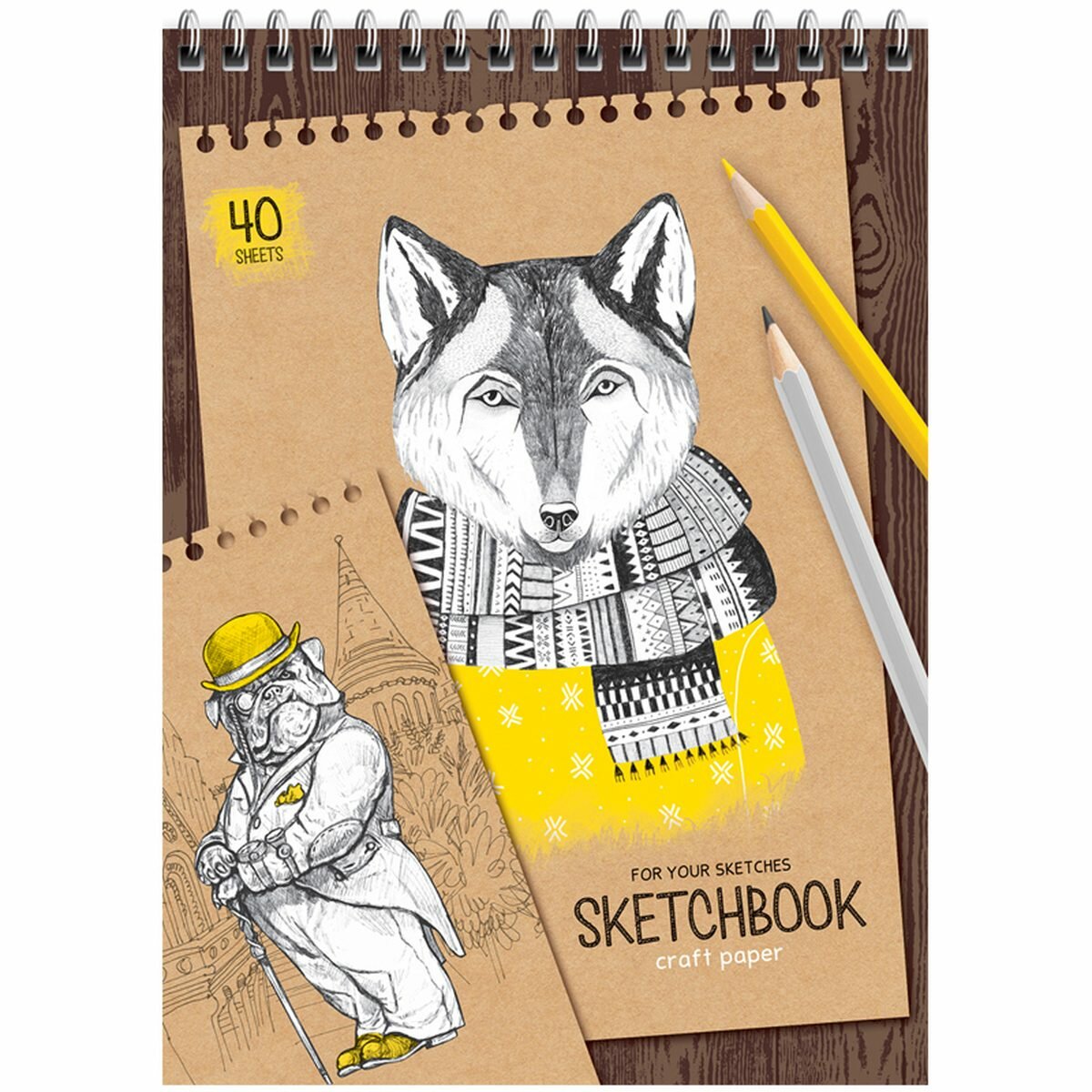 Блокнот для зарисовок А5, 40л ArtSpace "Craft style" (80 г/кв. м, спираль, крафт) (СкA540грв_38355), 40шт.